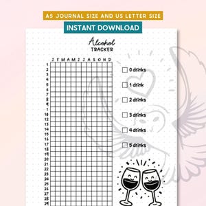 Alcohol Tracker Printable, Drinking Habit Tracker, Sober Curious ...