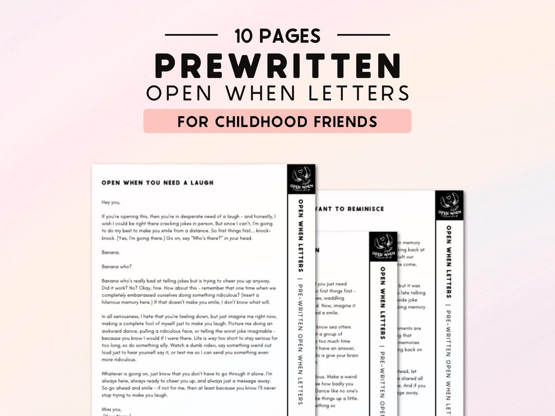 Prewritten Open When Letters for Childhood Friends | Best Friend Gift ...