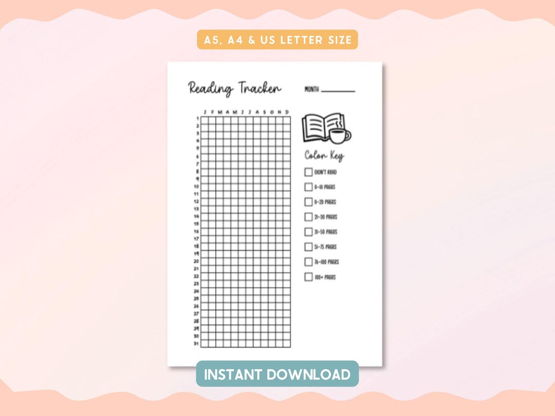 Reading Tracker Printable Journal Pages | Monthly Reading Log Planner ...