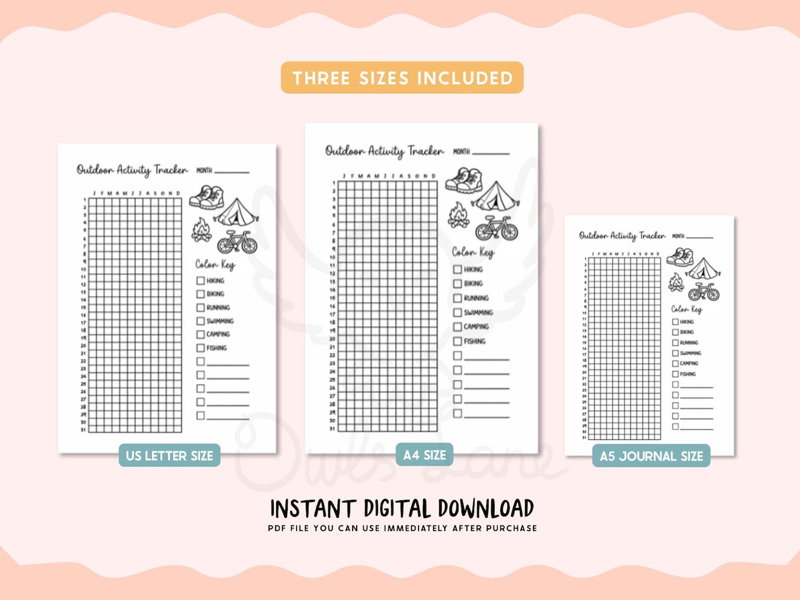 Outdoor Activity Tracker Printable Bullet Journal Pages | Monthly ...