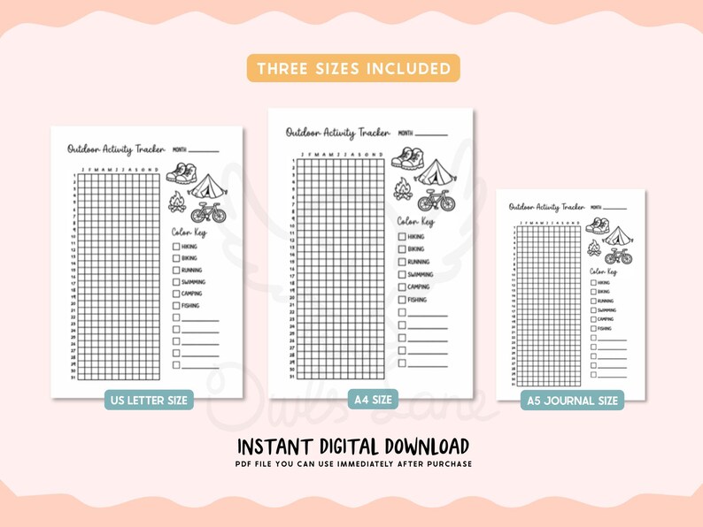 Outdoor Activity Tracker Printable Bullet Journal Pages | Monthly ...