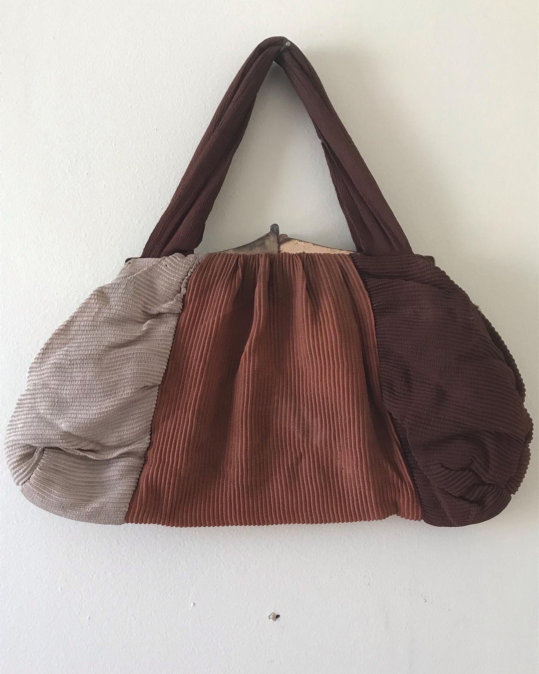 Authentic True Vintage 1940s 1930s Medium Large Size Brown Rayon Purse ...