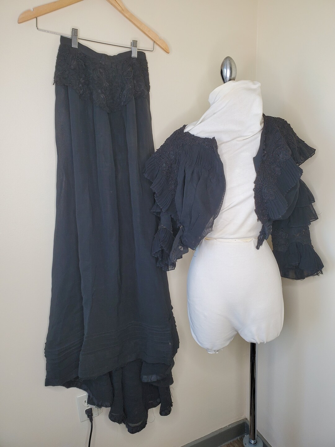 Antique Victorian Edwardian Mourning Dress Set - Etsy