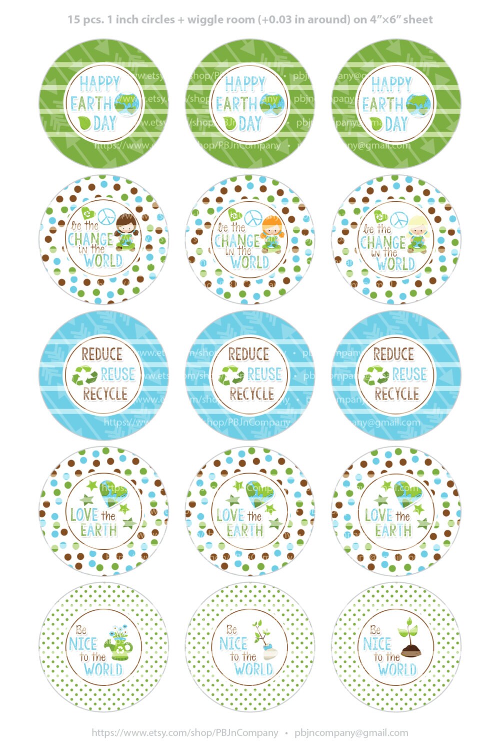 INSTANT DOWNLOAD Earth Day 4x6 Digital 1 Inch Bottle Cap | Etsy