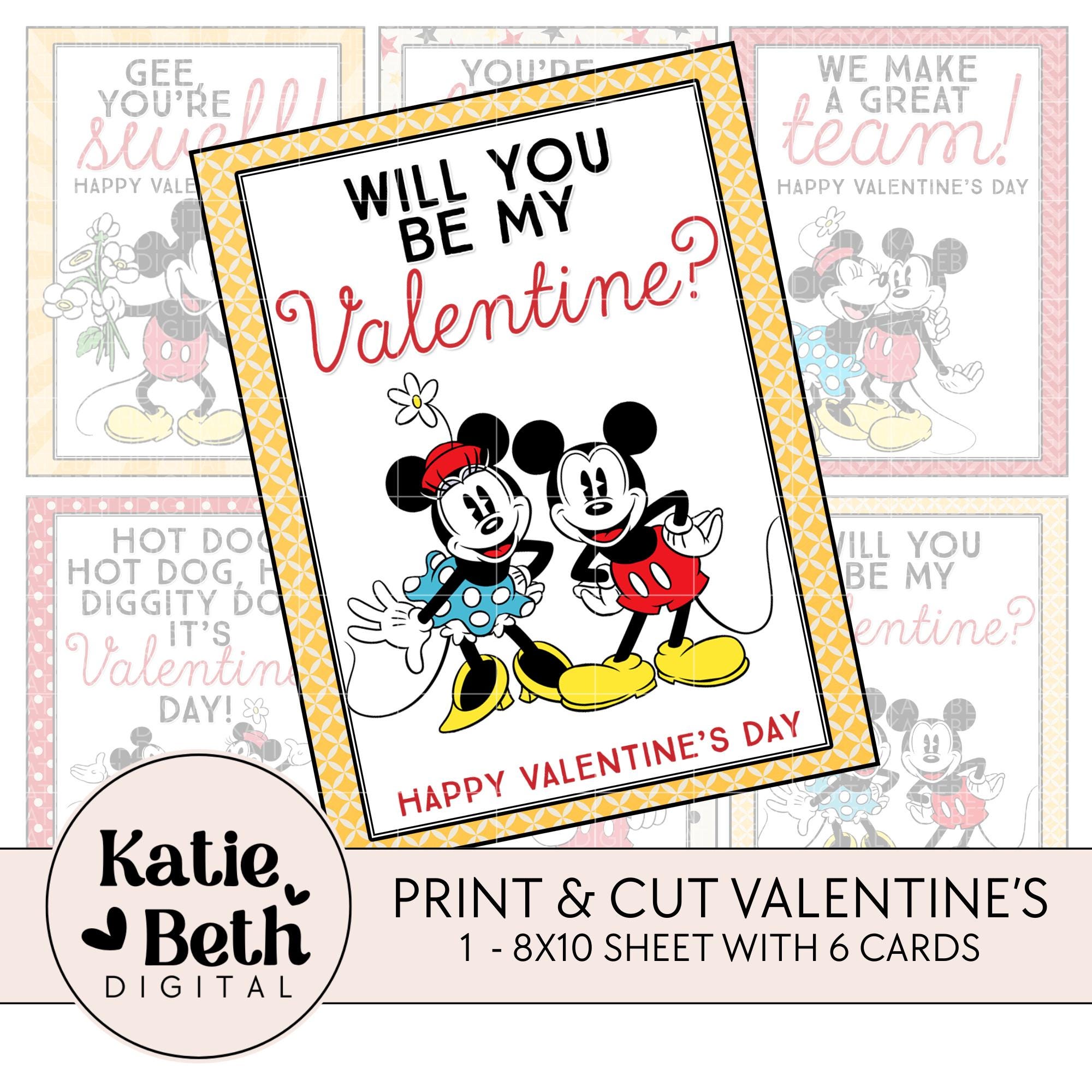 Valentine's Day Cards Digital File, DIY, 8x10, Printable - Etsy