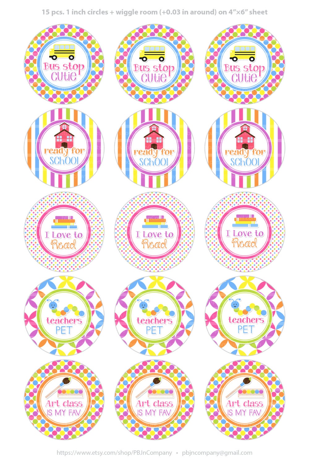 Ready for School 4x6 Digital 1 Inch Bottle Cap | Etsy