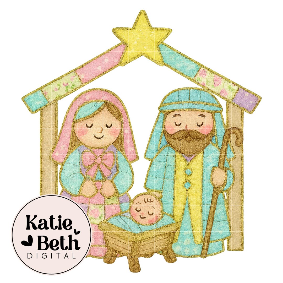 Preppy Nativity Scene PNG: Christmas Manger Digital Download - Etsy