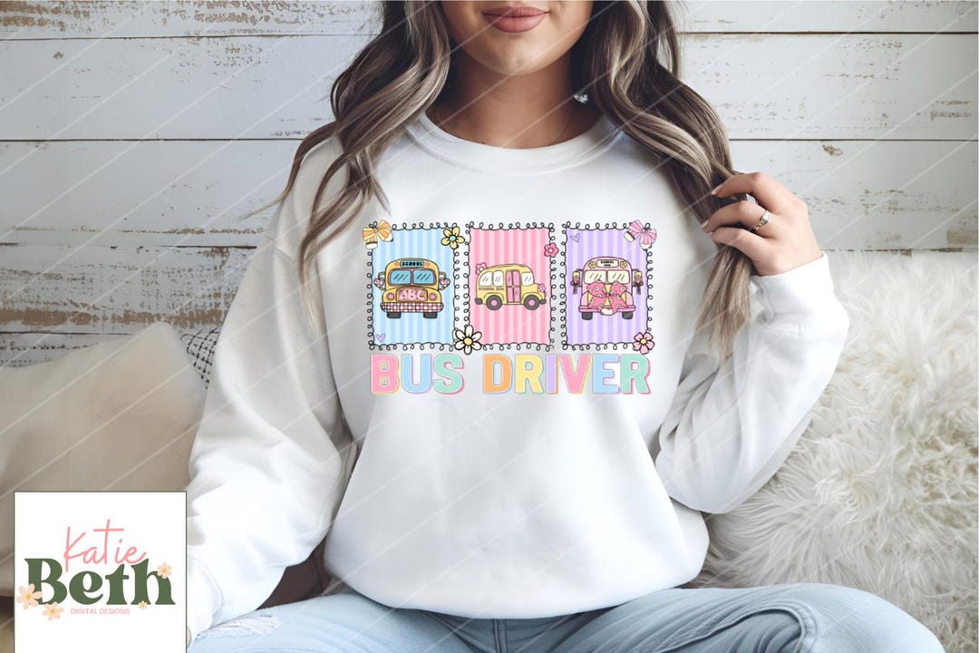 Preppy Bus Driver PNG | Cute School Bus Clipart | Coquette Back to ...