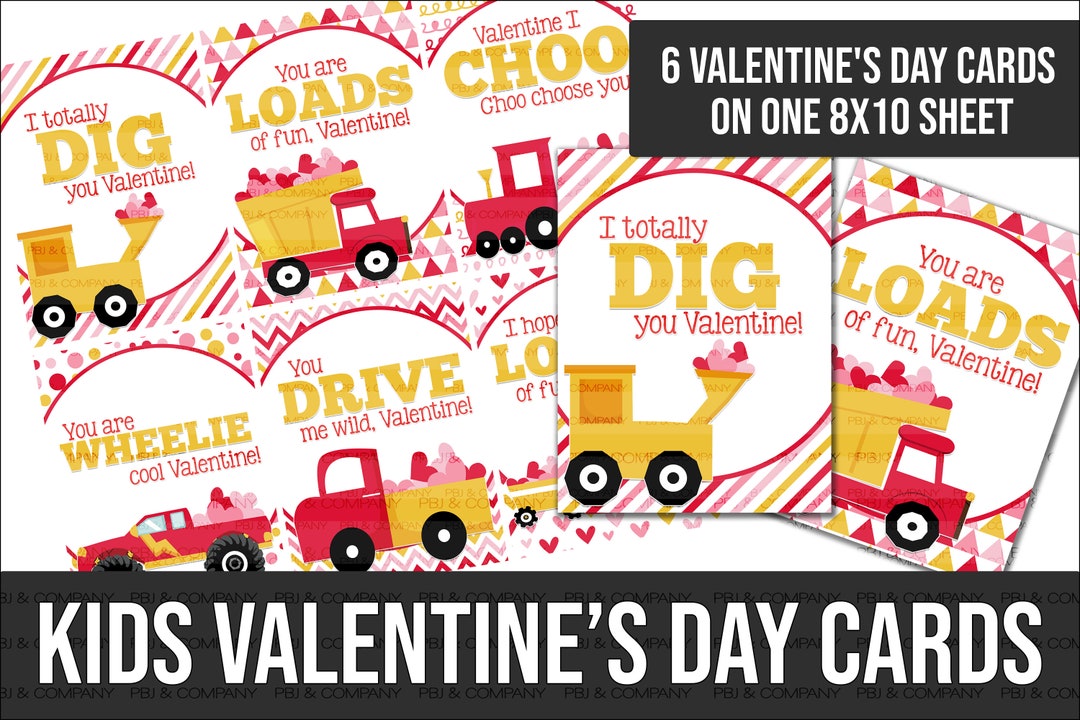 Kid's Valentine's Day Cards Printable Valentine's Day Cards Digital ...