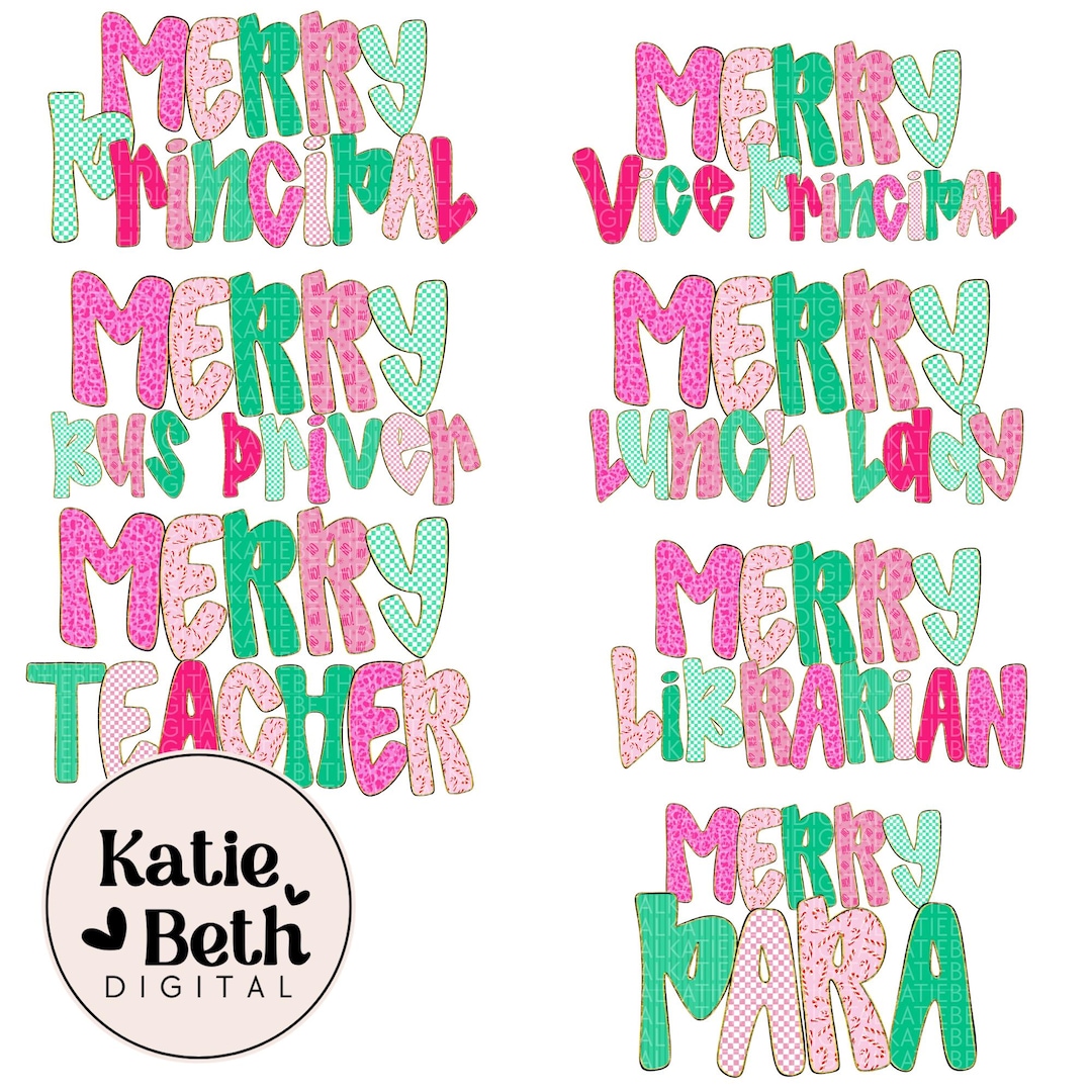 Merry School Bundle PNG | Teachers and Staff Christmas Clipart - Etsy