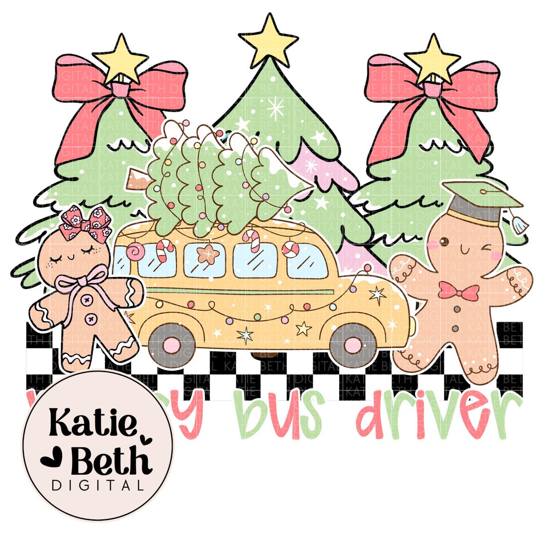 Merry Bus Driver Christmas PNG: Gingerbread School Bus Clipart (digital ...