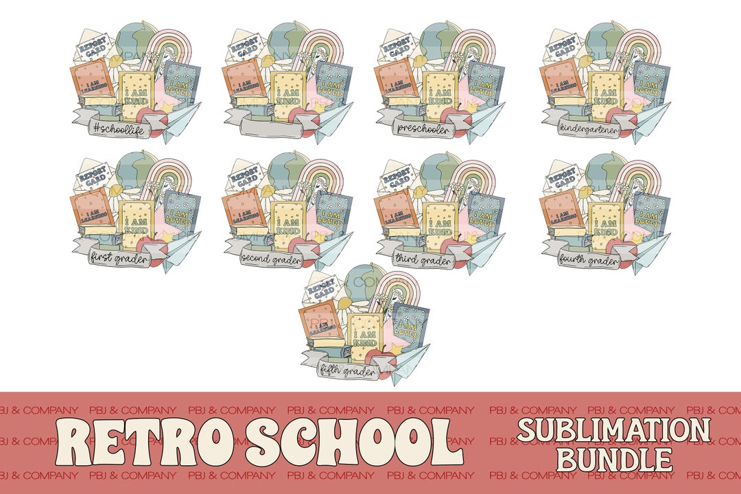 Retro School Sublimation Bundle - PNG Files - - Etsy