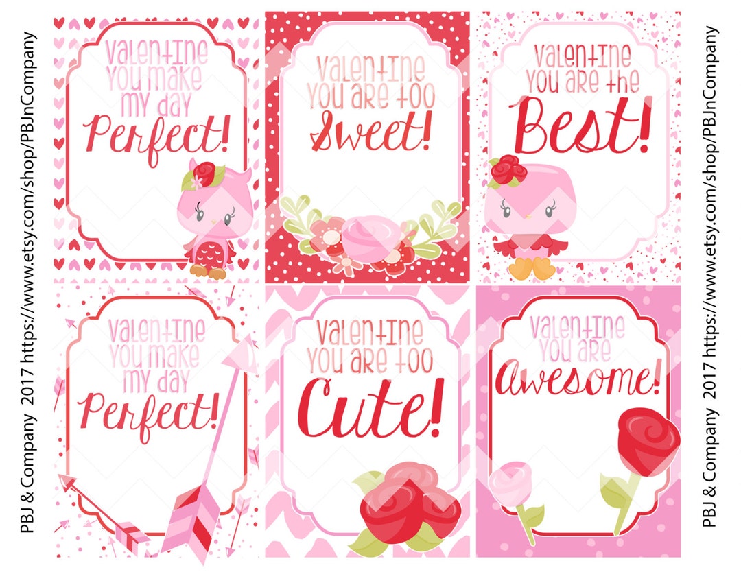 Cute Roses Valentine's Day Cards, Prinable, Instant Download - Etsy