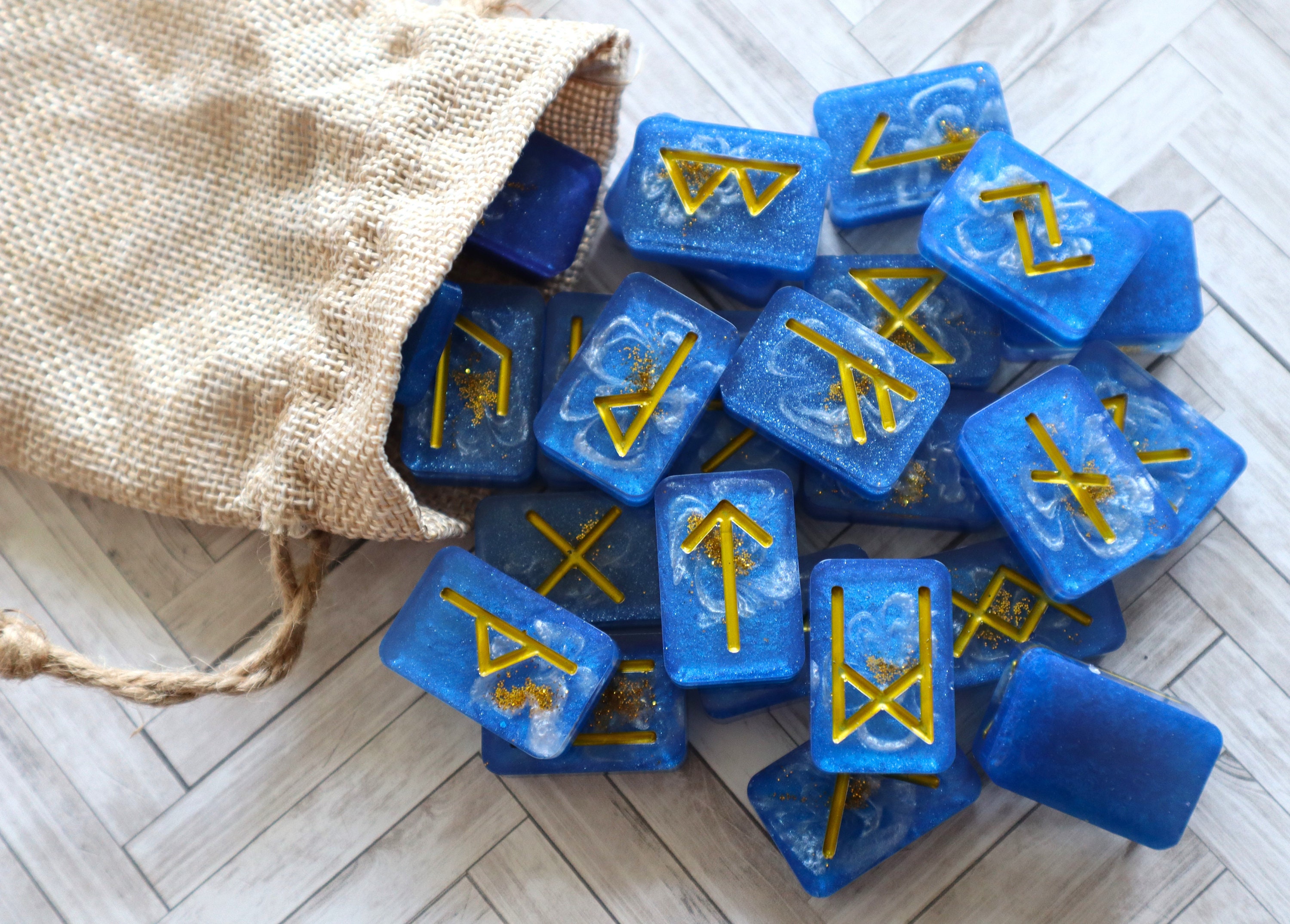 Sky Runes Norse Rune Set Elder Futhark Runes Blue Runes - Etsy