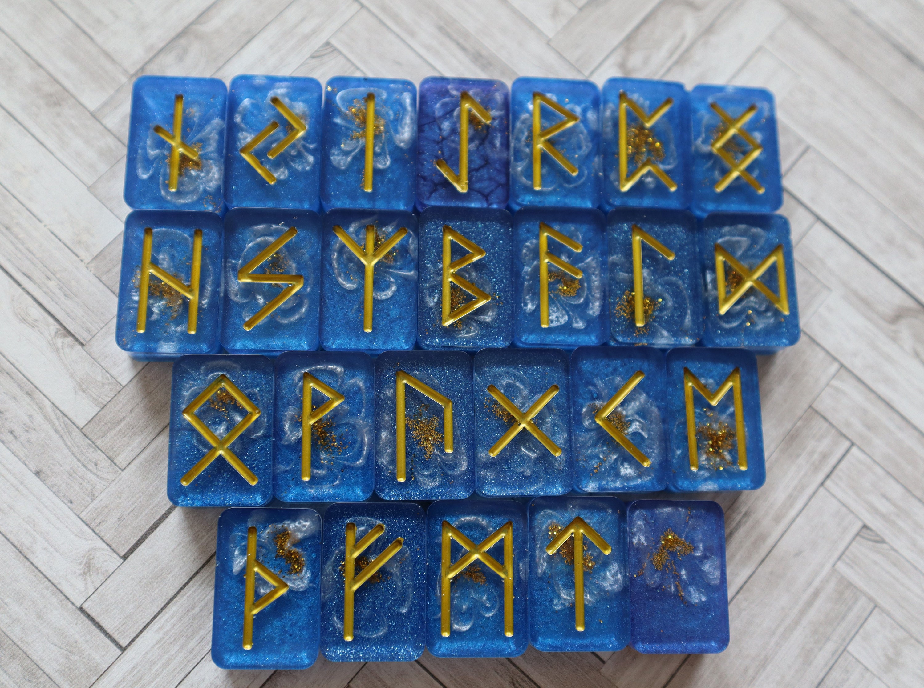 Sky Runes Norse Rune Set Elder Futhark Runes Blue Runes - Etsy