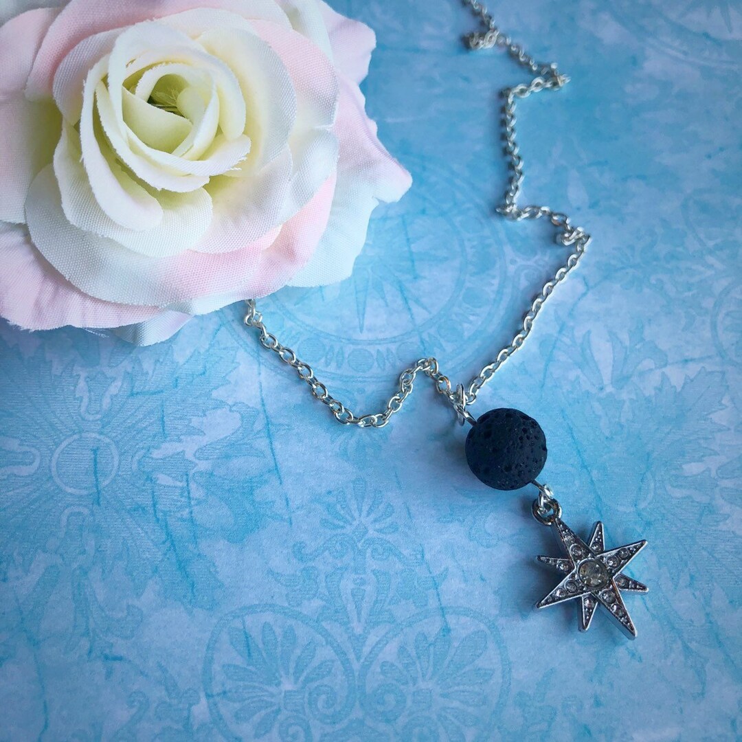 Diffuser Necklace With Lava Stone and Star Charm, Essential Oils Aroma ...