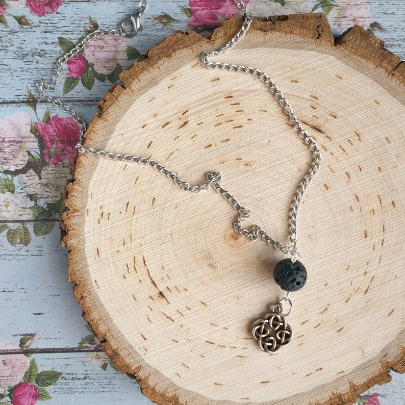 Diffuser Necklace With Lava Stone and Celtic Knot, Essential Oils ...