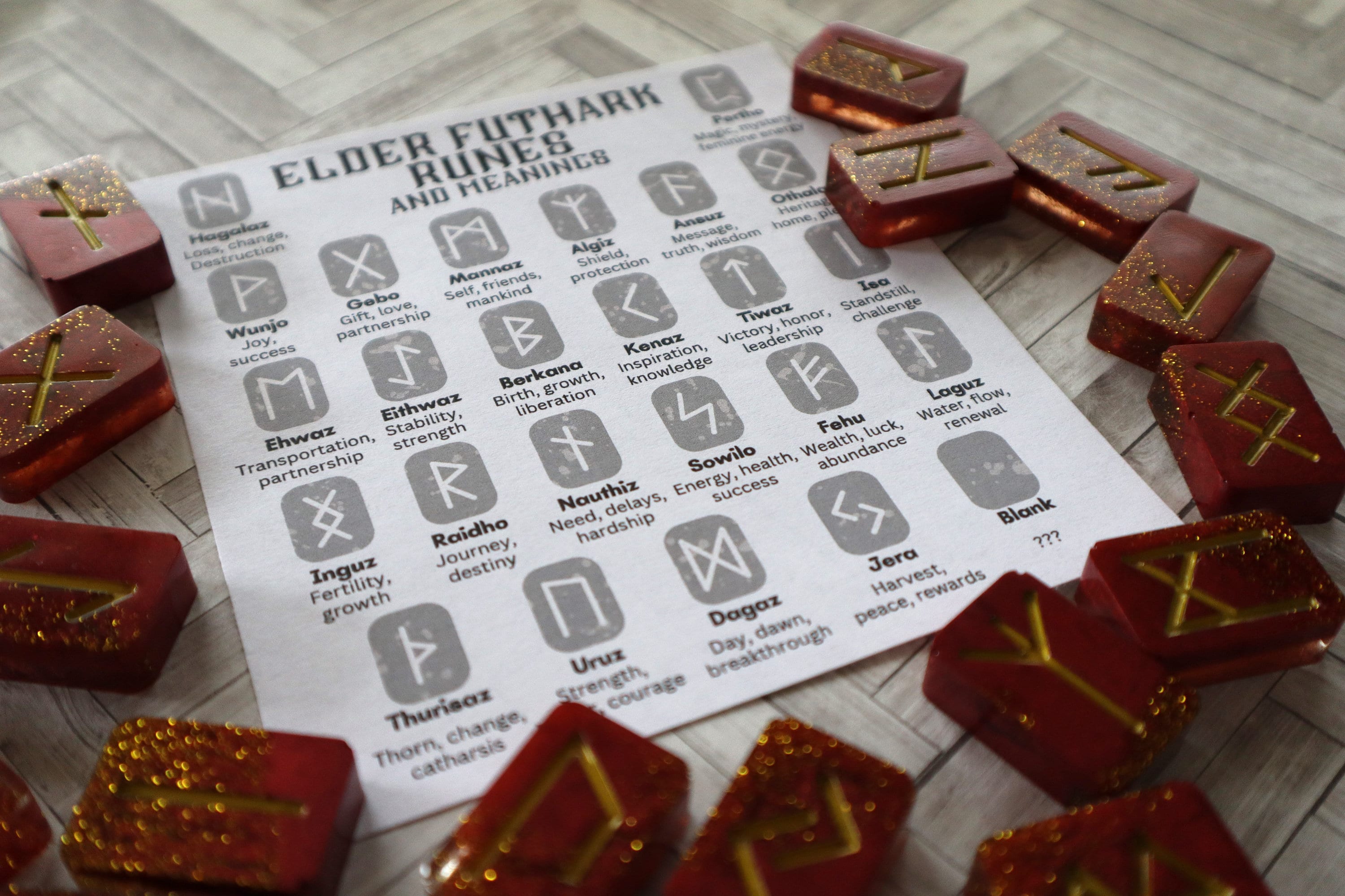 Fire Rune Set Divination Runes Elder Futhark Runes Norse Rune Set for ...