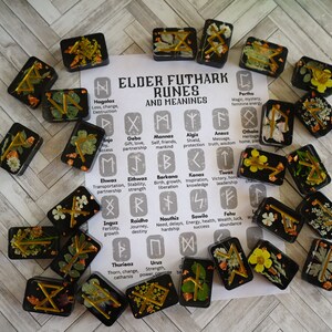 Floral Runes Norse Rune Set Elder Futhark Runes Divination Runes Flower ...