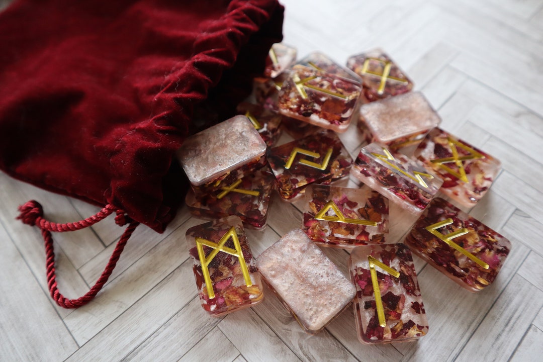 Rose Runes Norse Rune Set - Floral Runes - Divination Runes - Elder ...