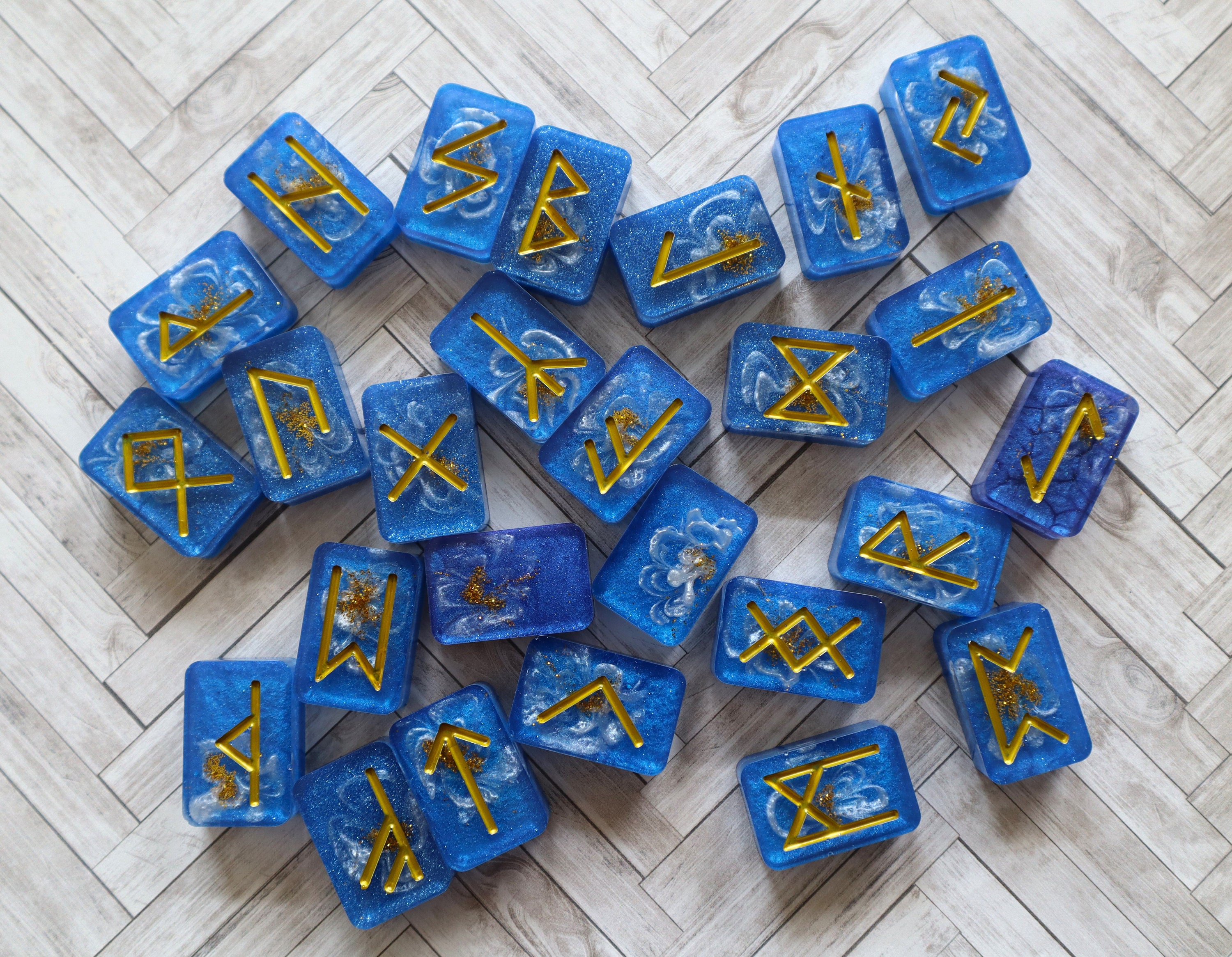 Sky Runes Norse Rune Set Elder Futhark Runes Blue Runes - Etsy