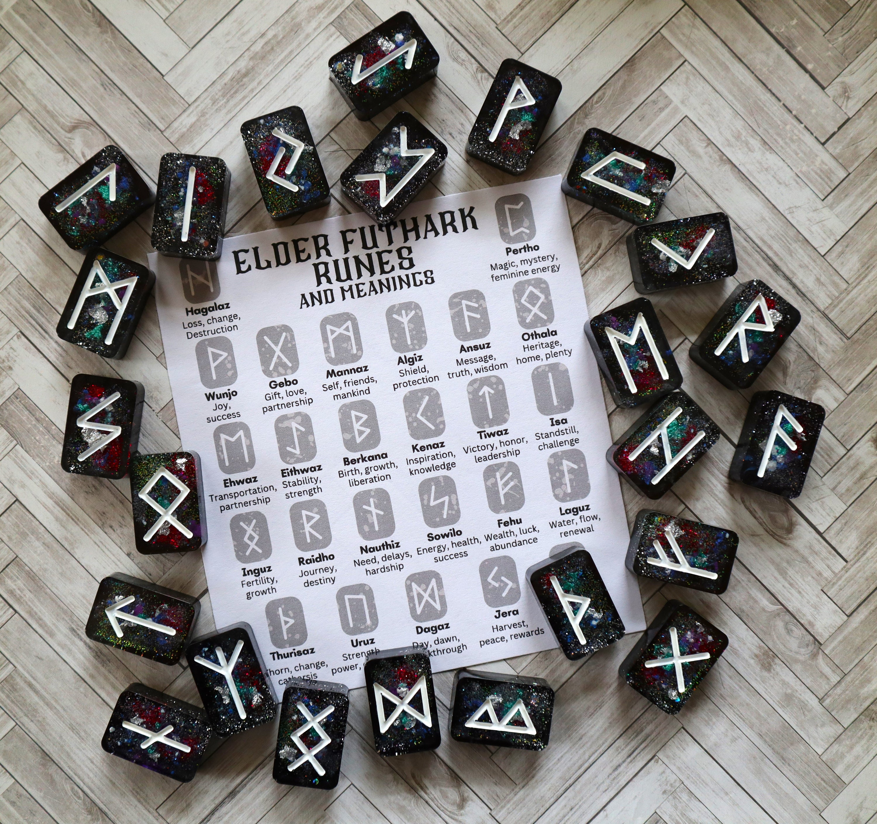 Galaxy Runes Norse Rune Set Elder Futhark Runes Cosmic - Etsy