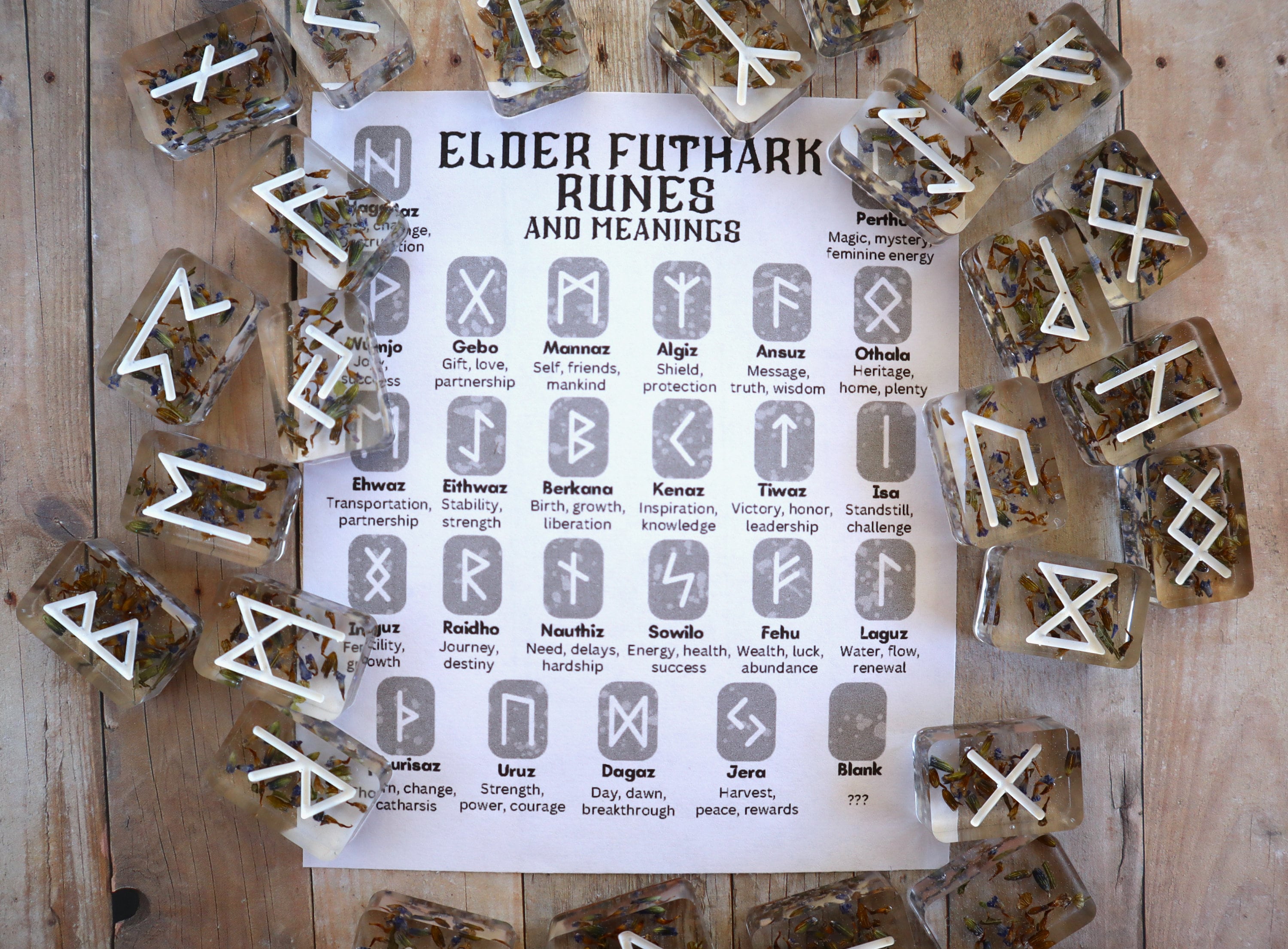 Lavender Runes Norse Rune Set Elder Futhark Runes Divination Runes Rune ...