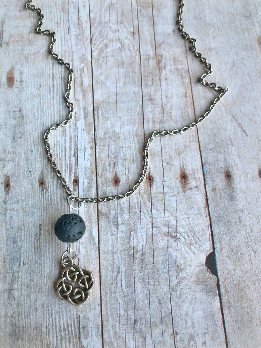 Diffuser Necklace With Lava Stone and Celtic Knot, Essential Oils ...