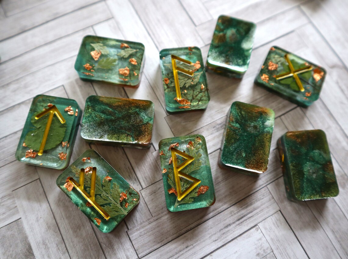 Forest Rune Set Norse Rune Set Divination Runes Witch Rune Set Flower ...
