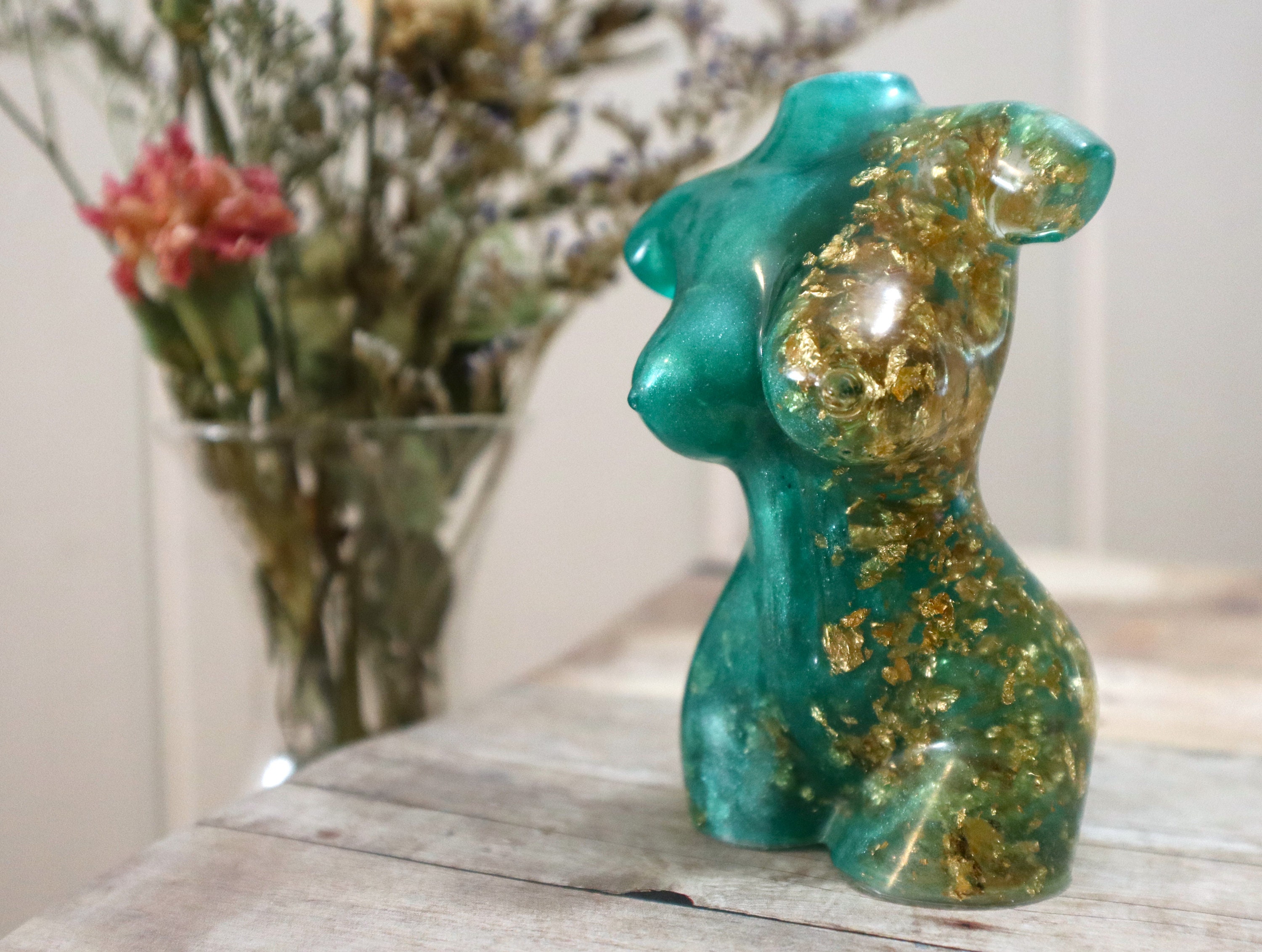 Emerald and Gold Female Body Figurine Goddess Altar Statue - Etsy