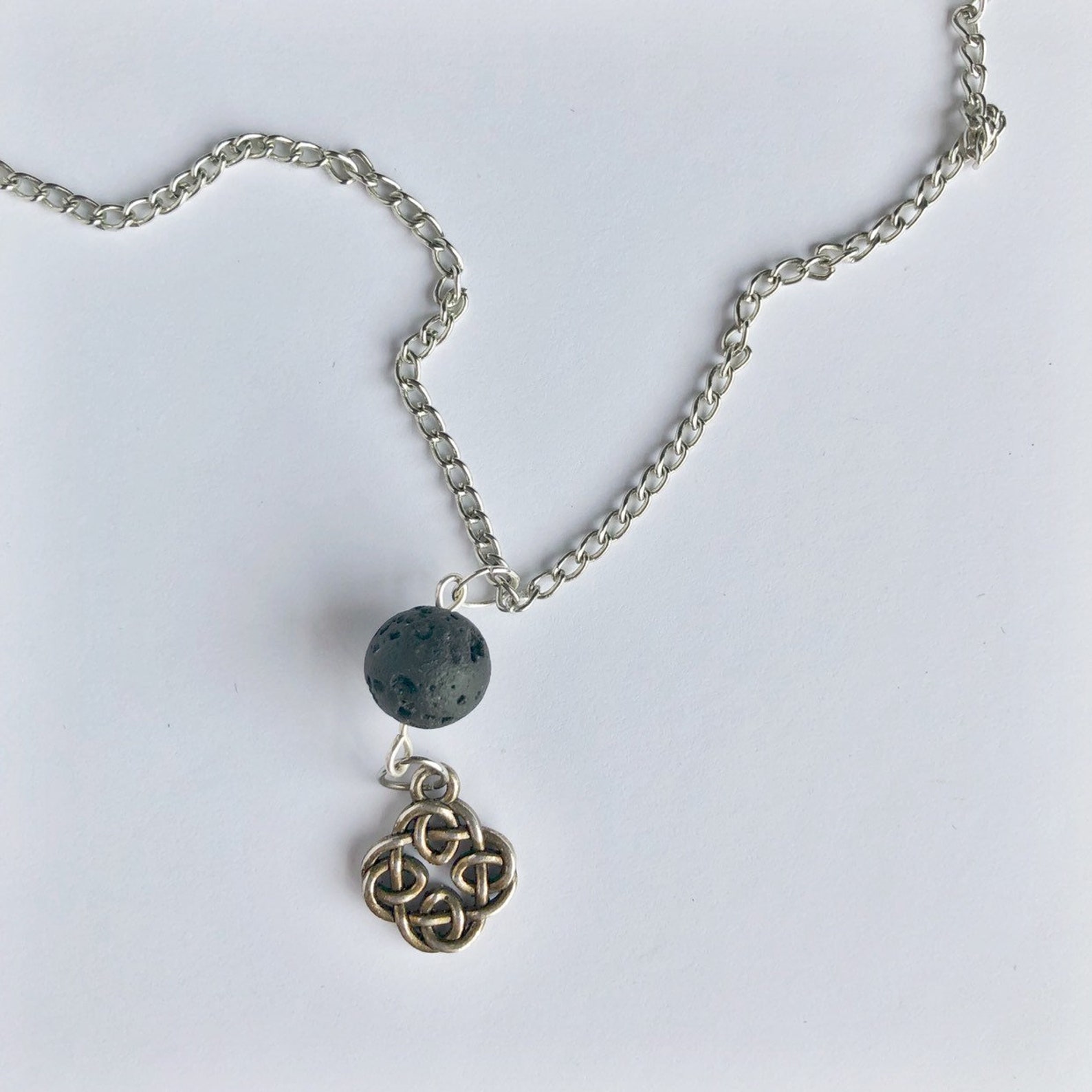 Diffuser Necklace With Lava Stone and Celtic Knot, Essential Oils ...