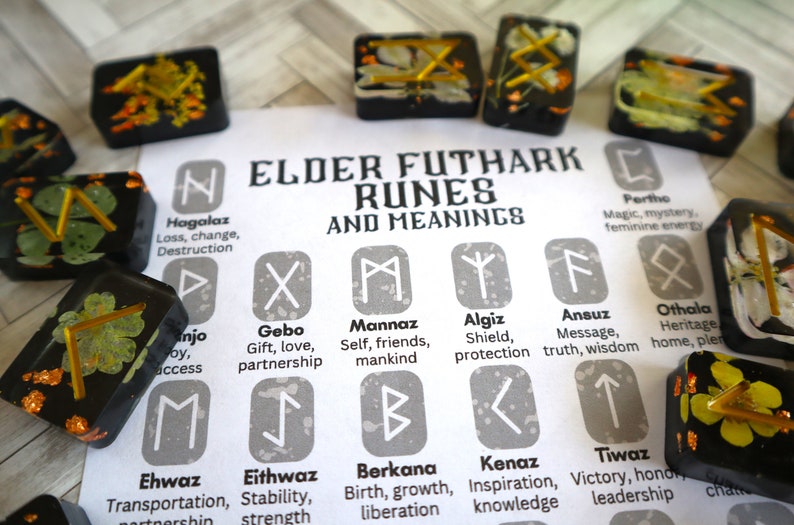 Floral Runes Norse Rune Set Elder Futhark Runes Divination Runes Flower ...