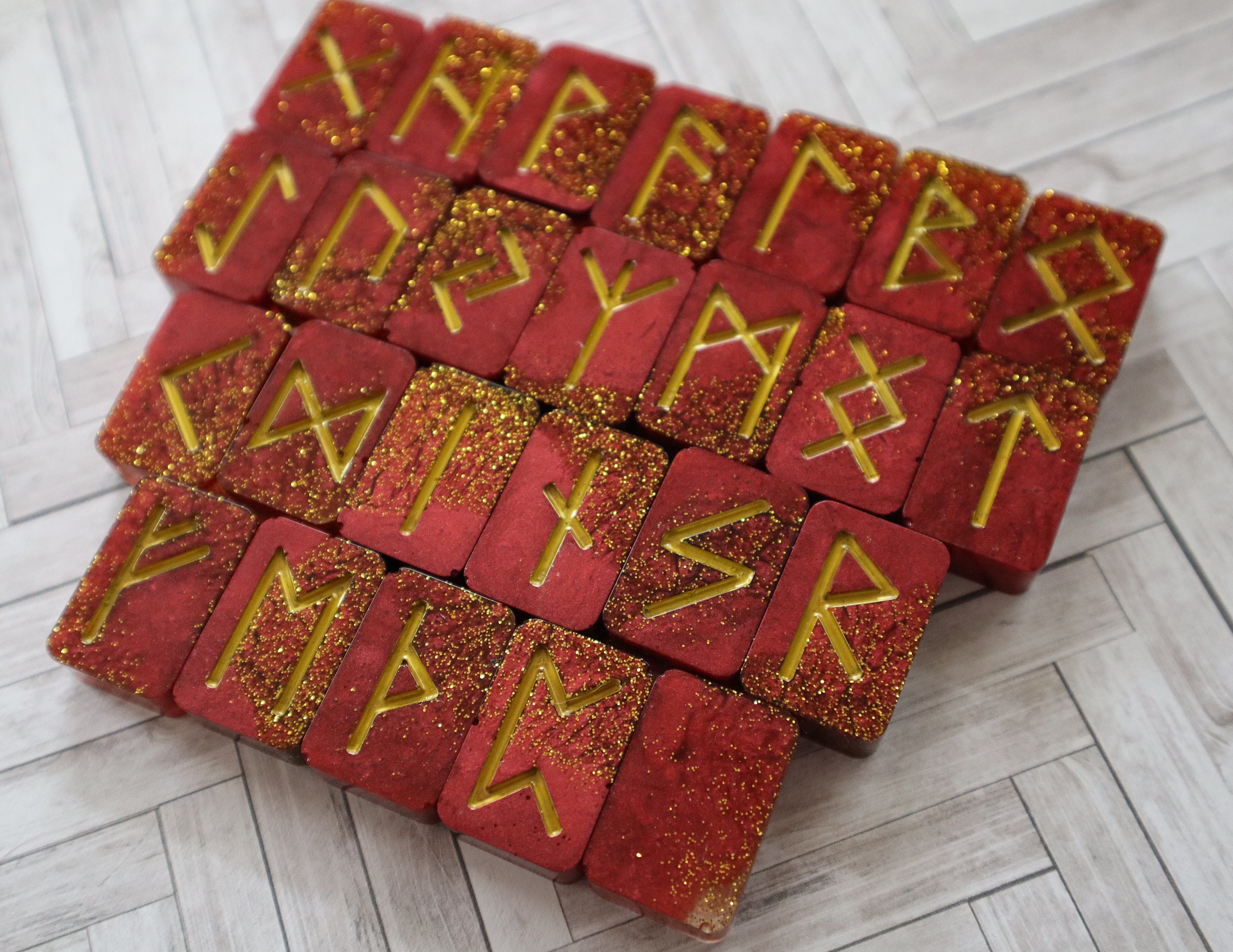 Fire Rune Set Divination Runes Elder Futhark Runes Norse Rune Set for ...