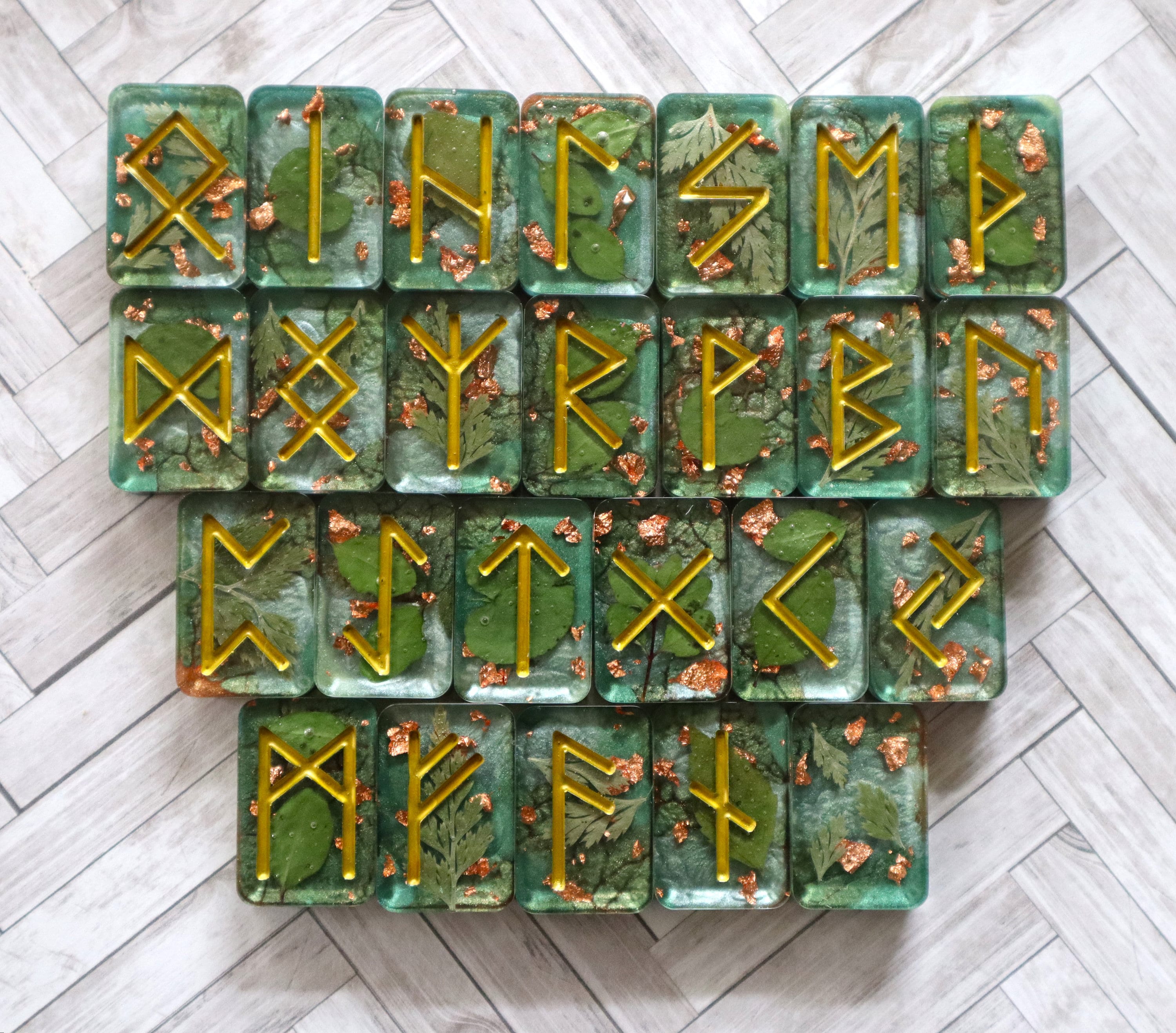 Forest Rune Set Norse Rune Set Divination Runes Witch Rune Set Flower ...