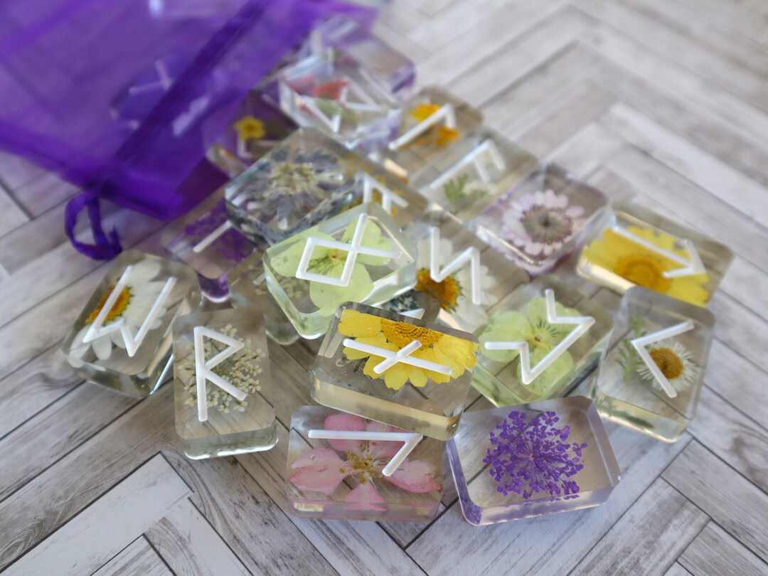 Floral Runes Norse Rune Set - Elder Futhark Runes - Divination Runes ...