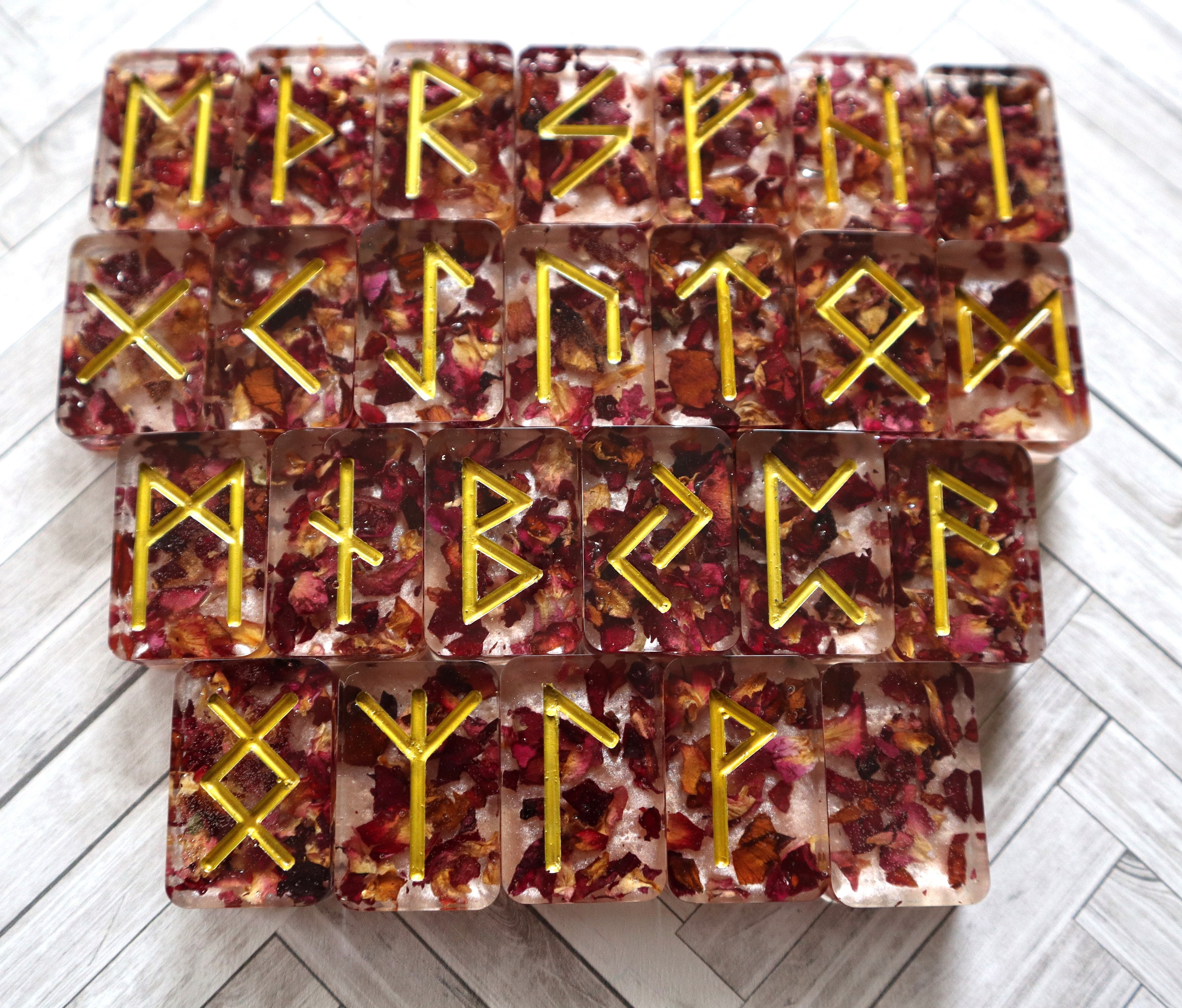 Rose Runes Norse Rune Set Floral Runes Divination Runes Elder Futhark ...