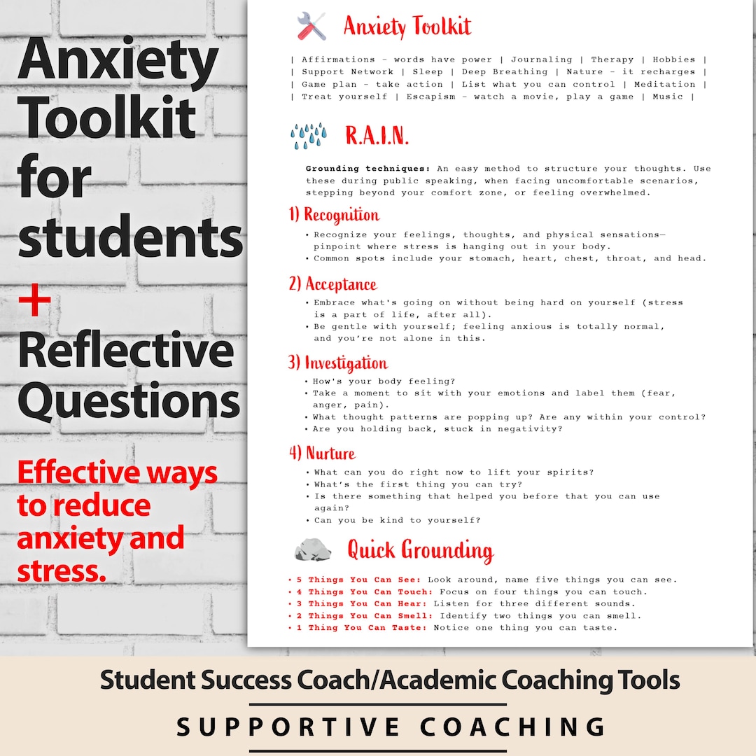 Anxiety Toolkit Poster & Worksheet: Grounding Techniques (digital Print ...