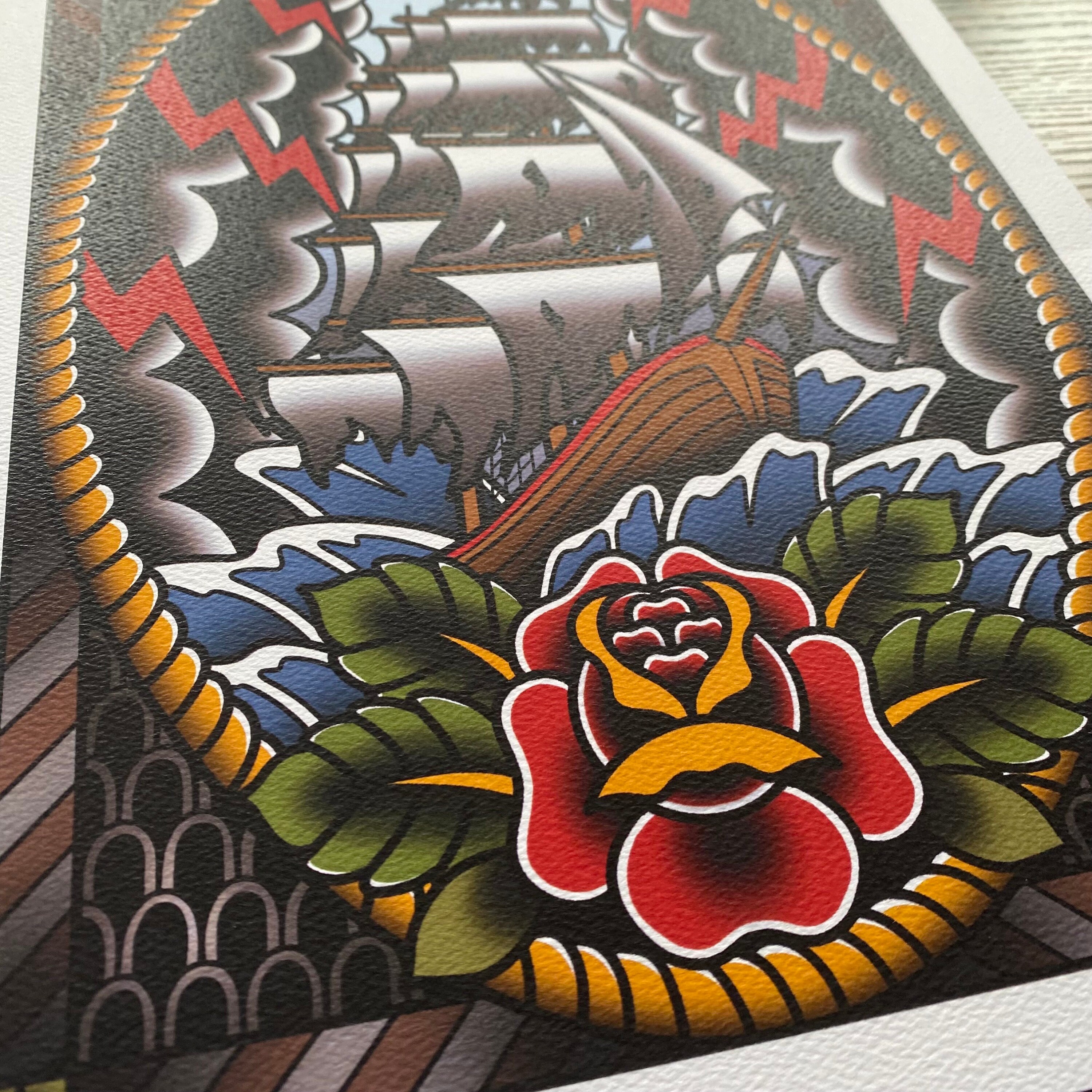 Traditional Clipper Ship Tattoo A4 Print - Etsy