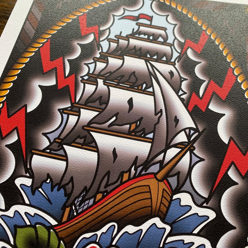 Traditional Clipper Ship Tattoo A4 Print - Etsy