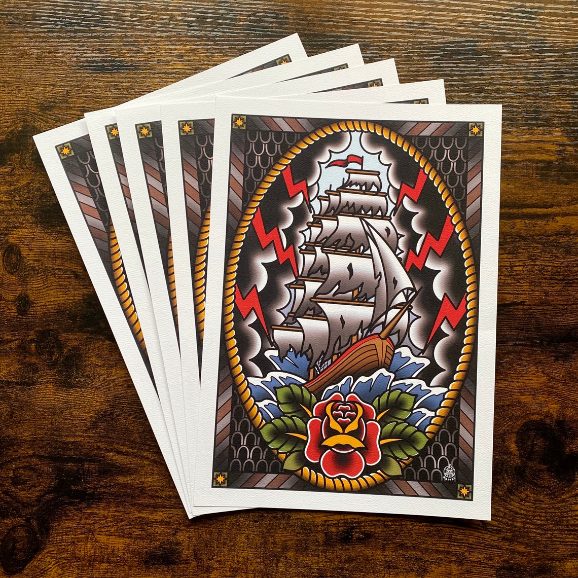 Traditional Clipper Ship Tattoo A4 Print - Etsy
