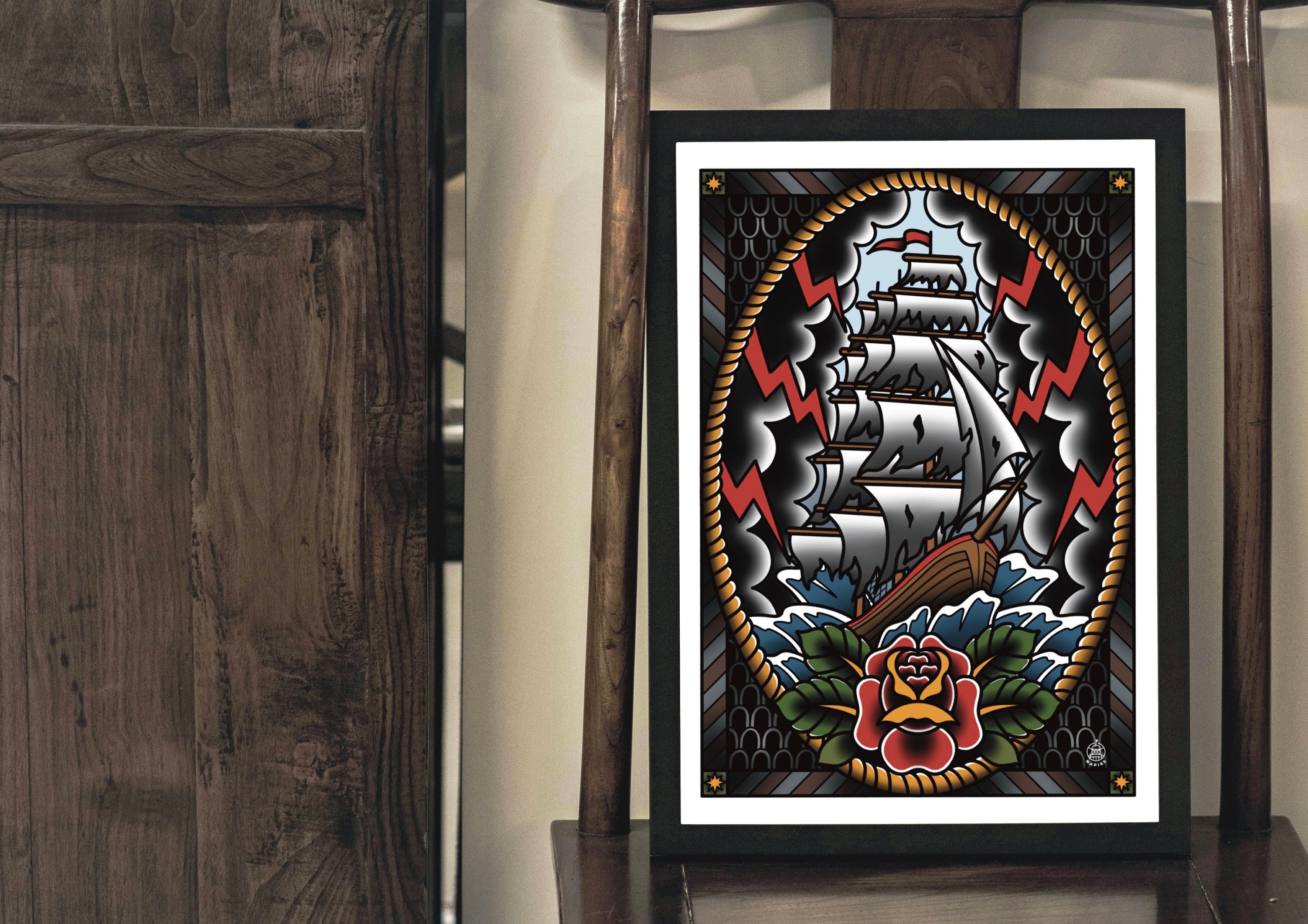 Traditional Clipper Ship Tattoo A4 Print - Etsy