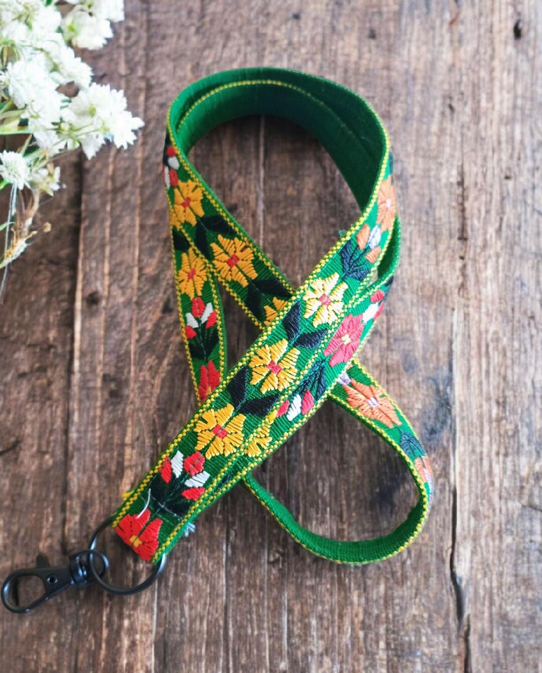 Botanical Handwoven Lanyard, Lanyard for Women, Floral Fabric, Plant ...