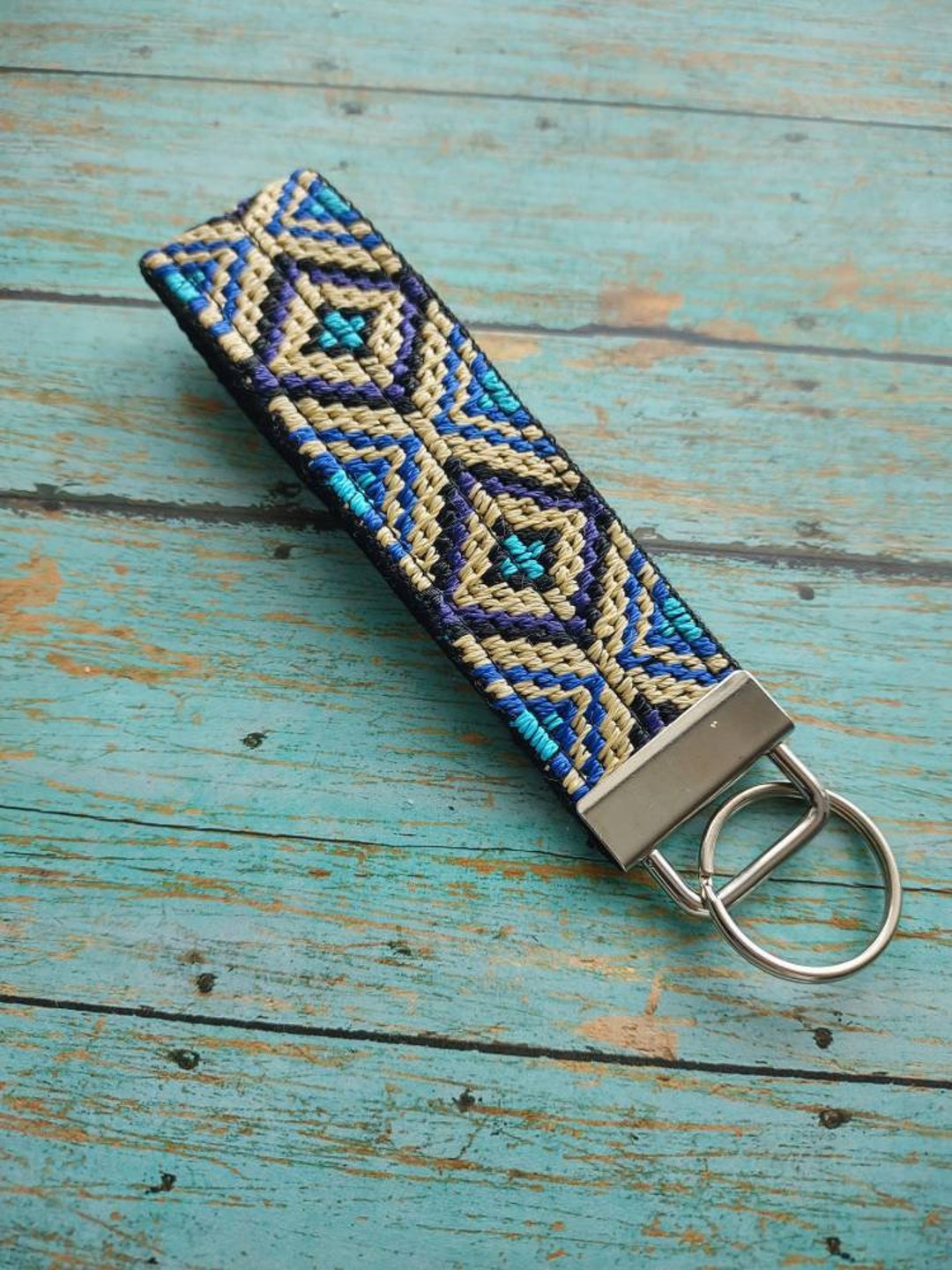 Hippie Key Fob Boho Style Pattern Keychain Aztec Keychain - Etsy
