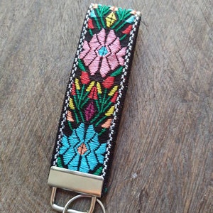 Fabric Key Fob Floral Wristlet Keychain Modern Key Lanyard for Teen Car ...
