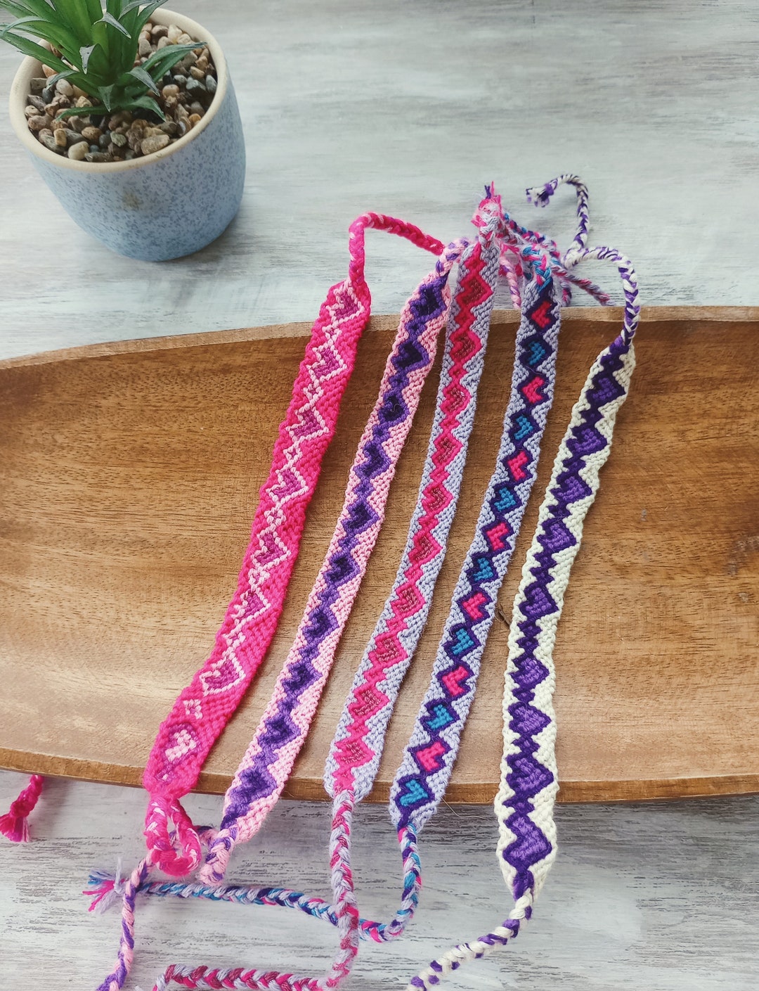 Hearts Friendship Bracelet, Stackable String Bracelet, Tiny Hearts ...