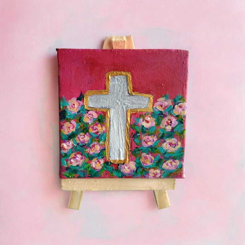 Minimalist Cross Paintings. Acrylic on Canvas 5 X 5 Canvas, Christian ...