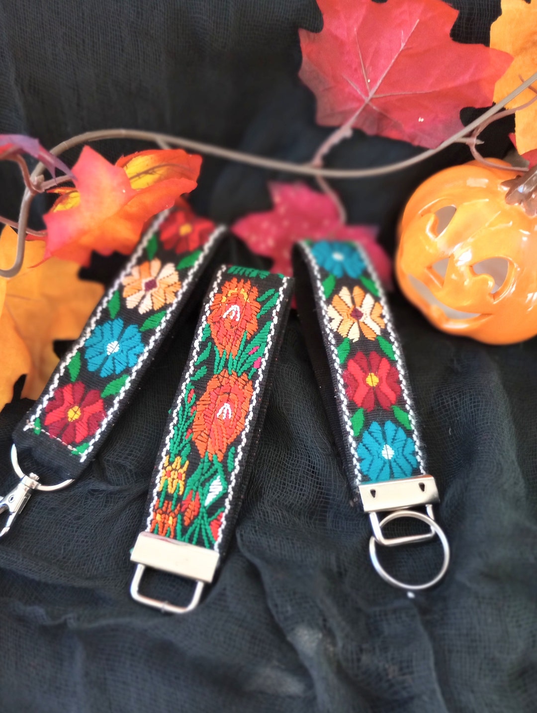 Fall Keychains Cempasuchil Day of the Dead Wristlet Handmade - Etsy
