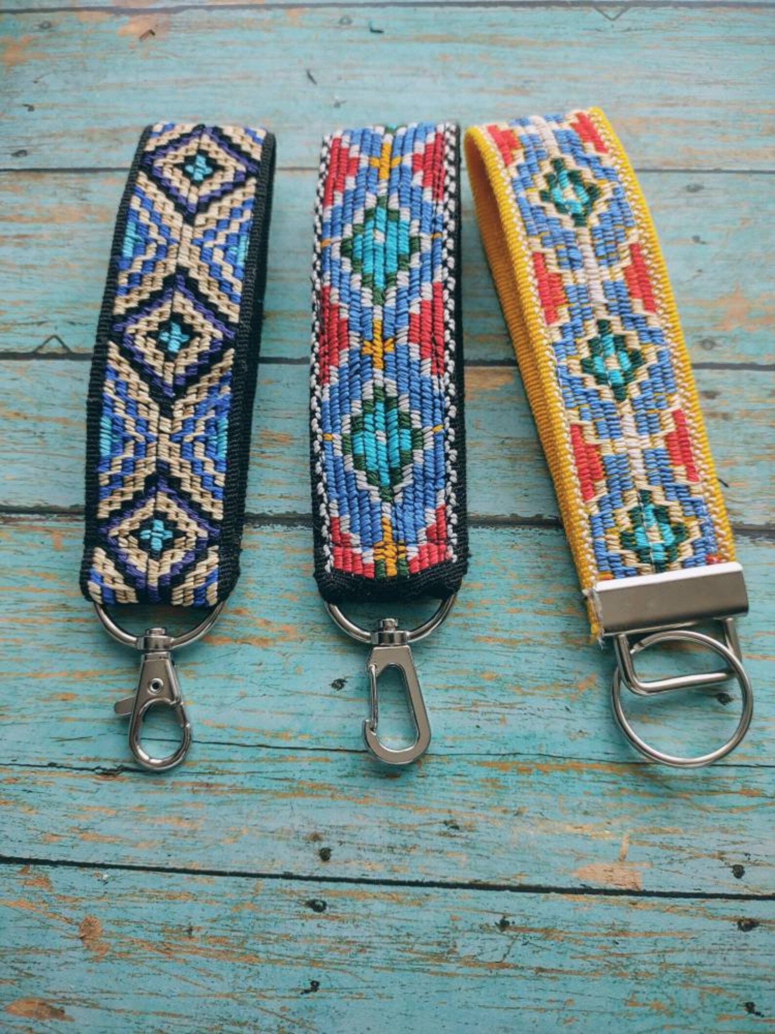 Key Chain Wristlet Embroidered Keychain Wrist Strap - Etsy