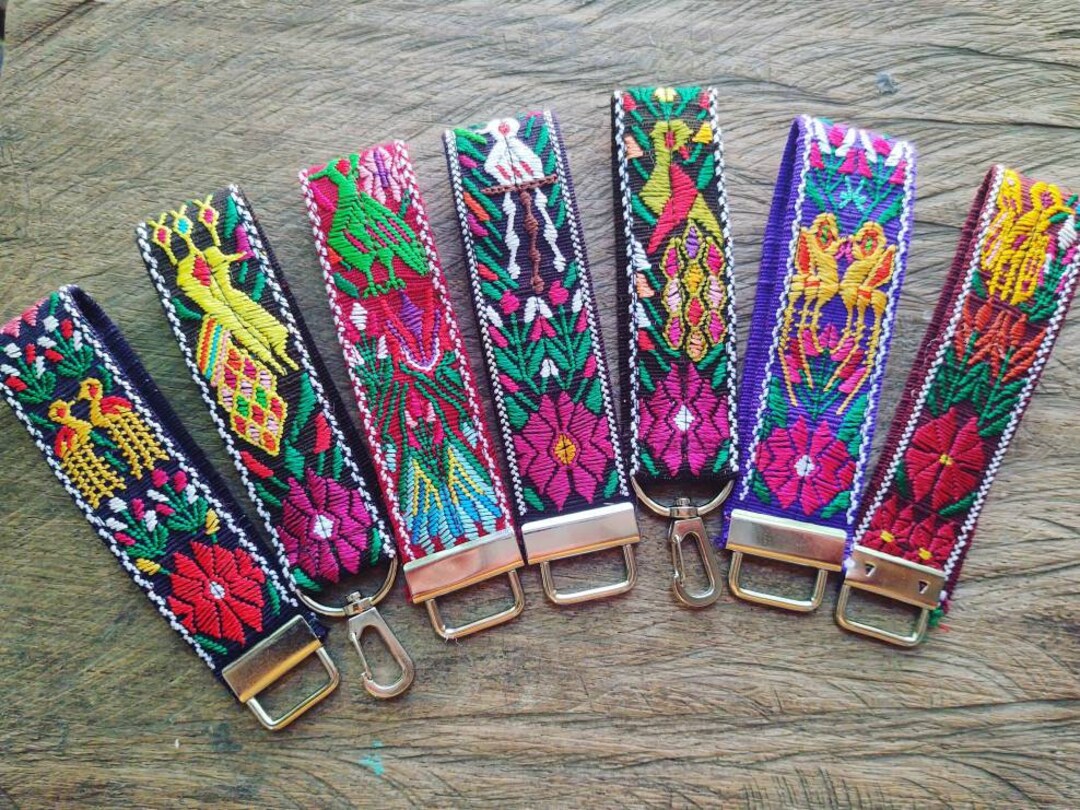 Woven Fabric Keychain, Nature Inspired Gift, Handmade Key Fob, Hand ...