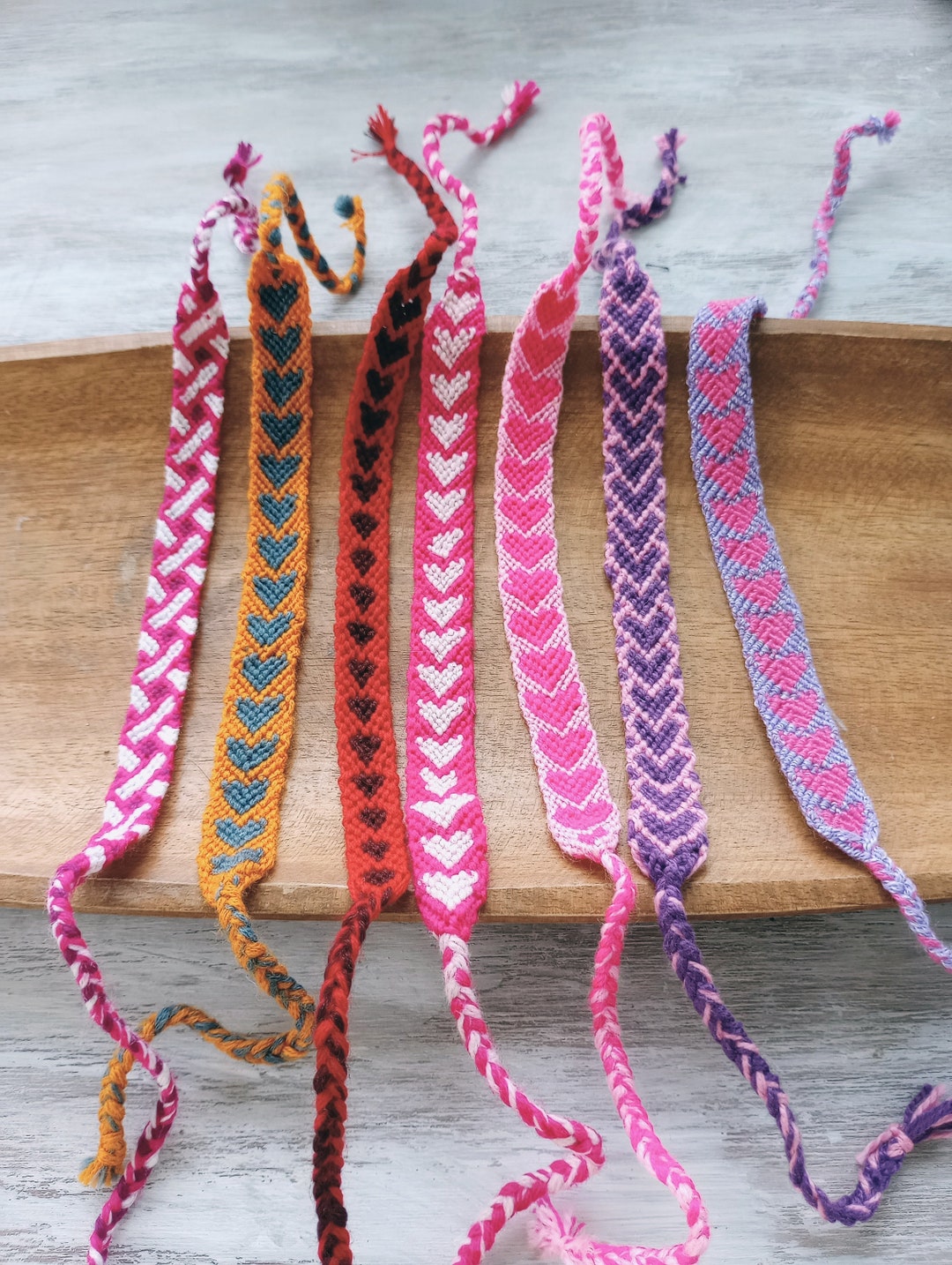 Hearts Friendship Bracelet, Boho Wrap Bracelet, Handmade Gift for Her ...